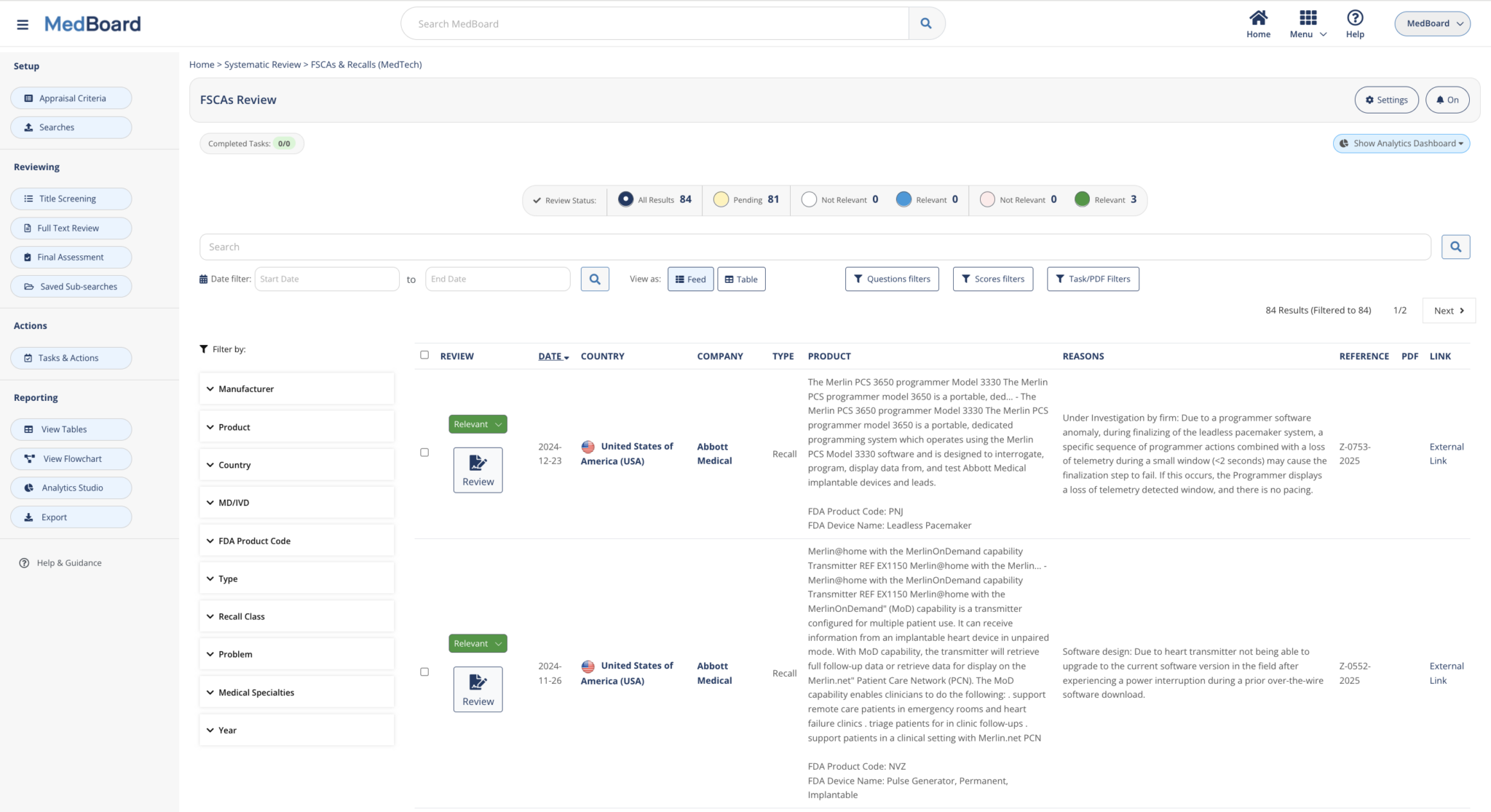 Market, PMS & Vigilance Solutions - MedBoard